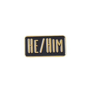 He / Him Pronoun Badge - Rectangular Pronoun Badges (Metal & Enamel ...
